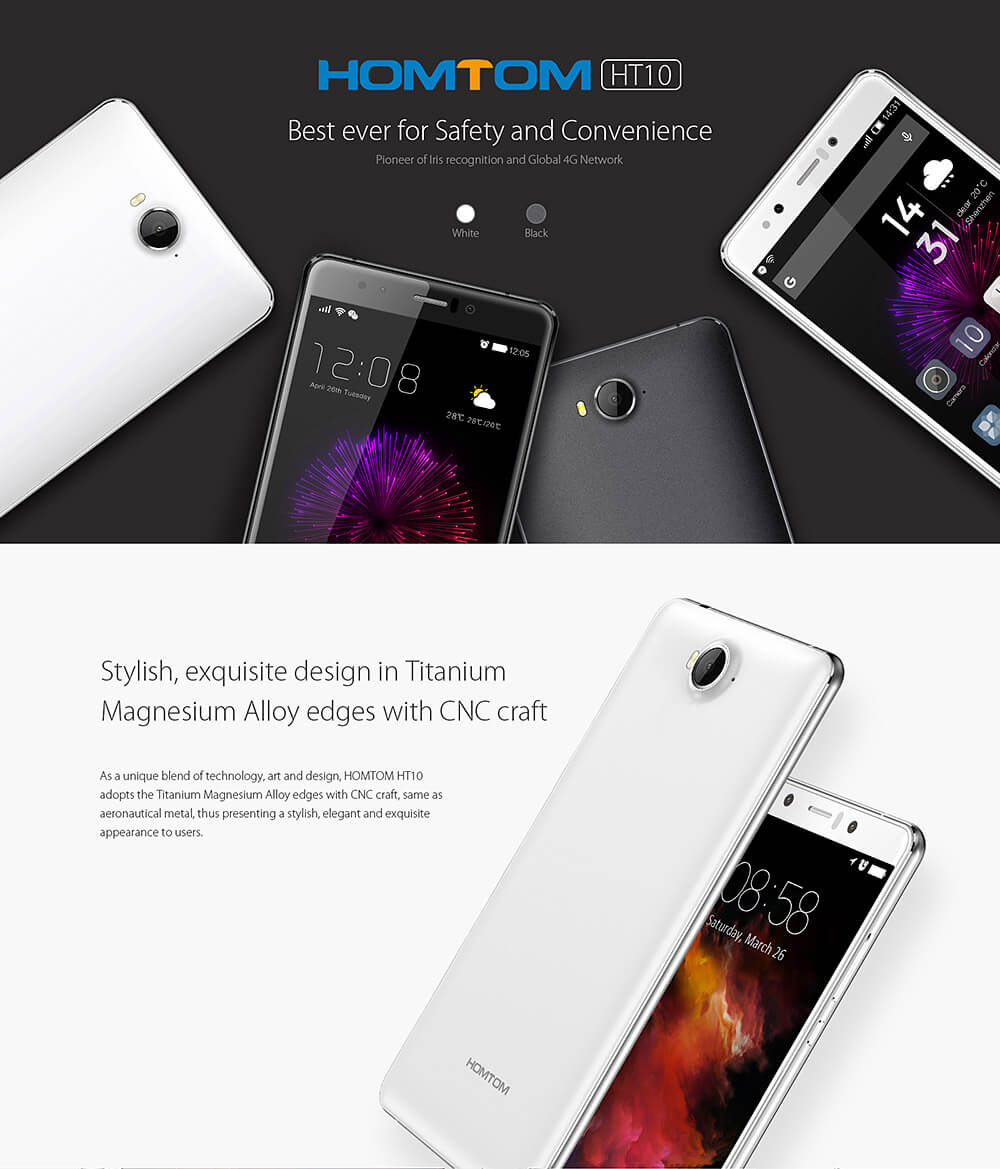 HOMTOM HT10 4GB 32GB Android 6.0 Smartphone - White
