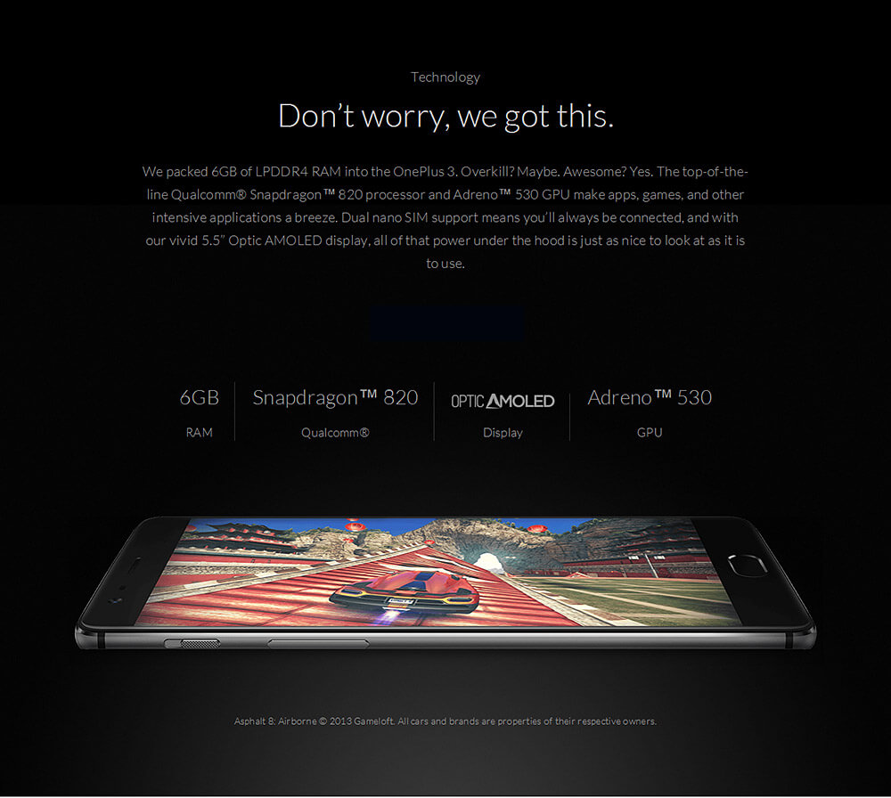 ONEPLUS 3 A3003 5.5inch 6GB 64GB Smartphone - Graphite