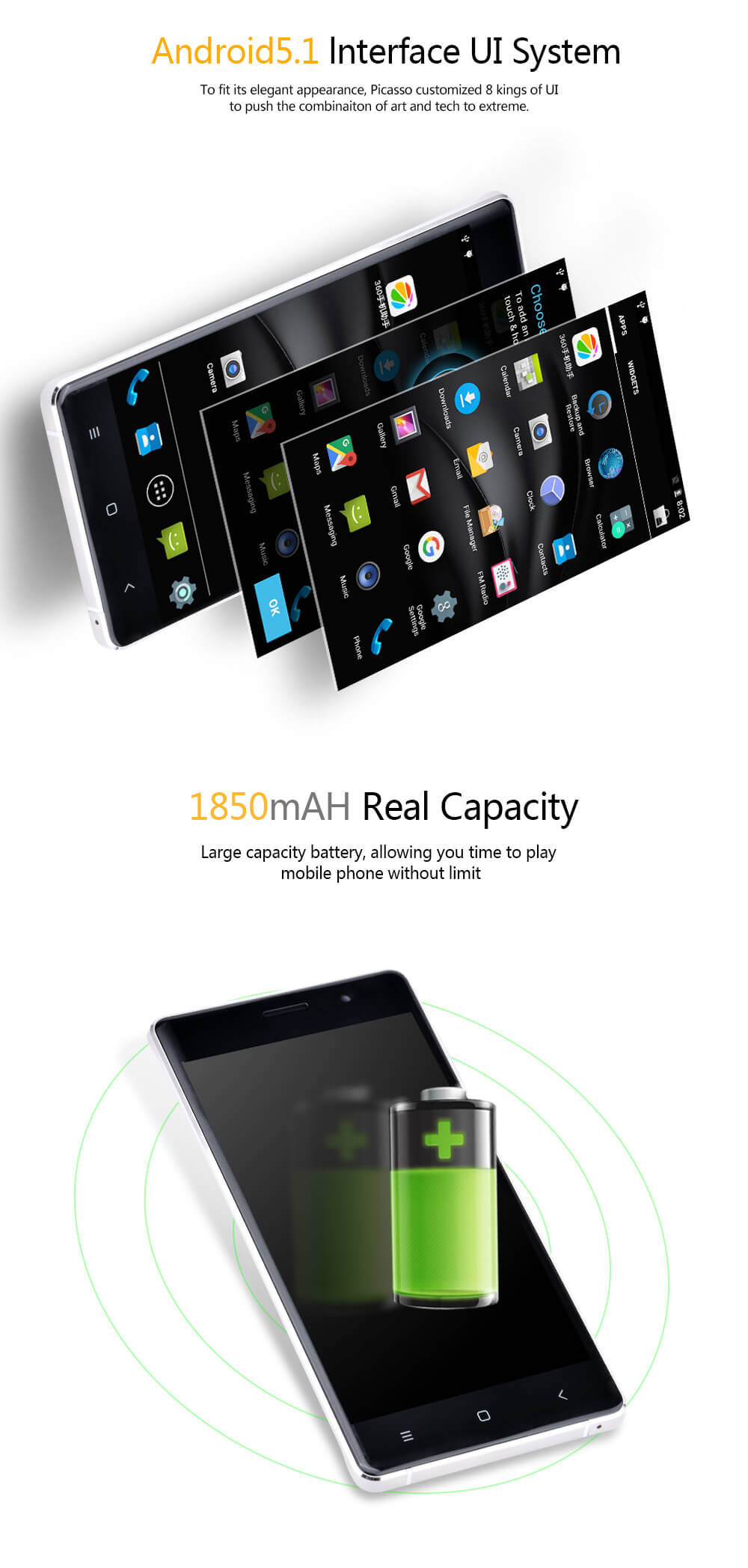 AMIGOO R200 5.0inch QHD MT6580 3G Android 5.1 Smartphone - Dark Blue