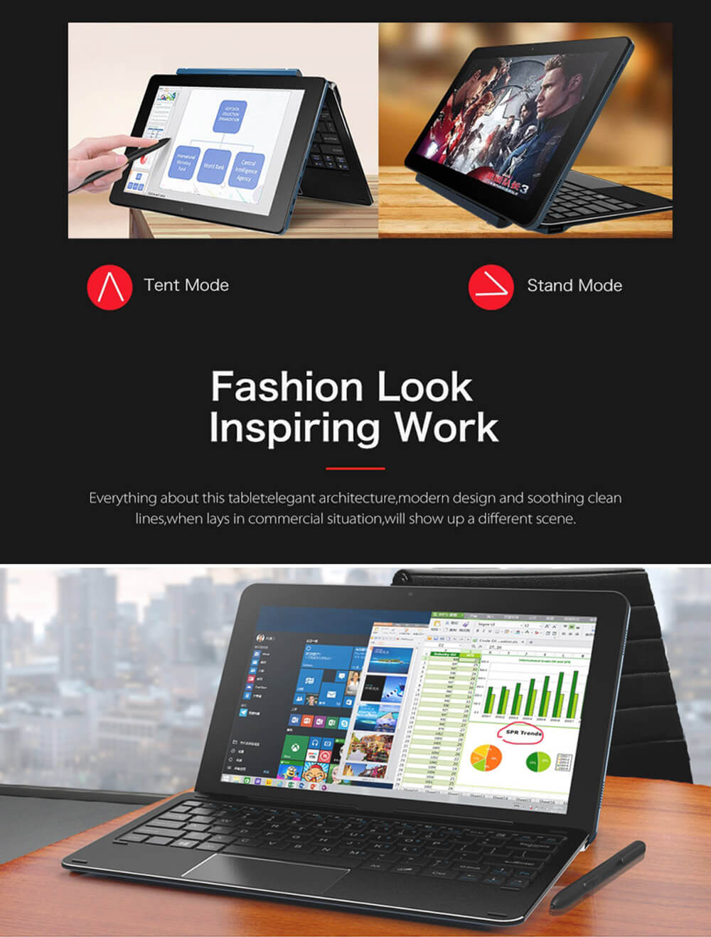 Cube i7 Book 2 In 1 Tablet + Cube CDK09 Keyboard + Cube CEP01 Stylus