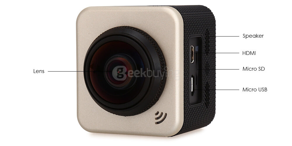 Cube 360S Panorama WiFi 1080P Action Camera - Golden