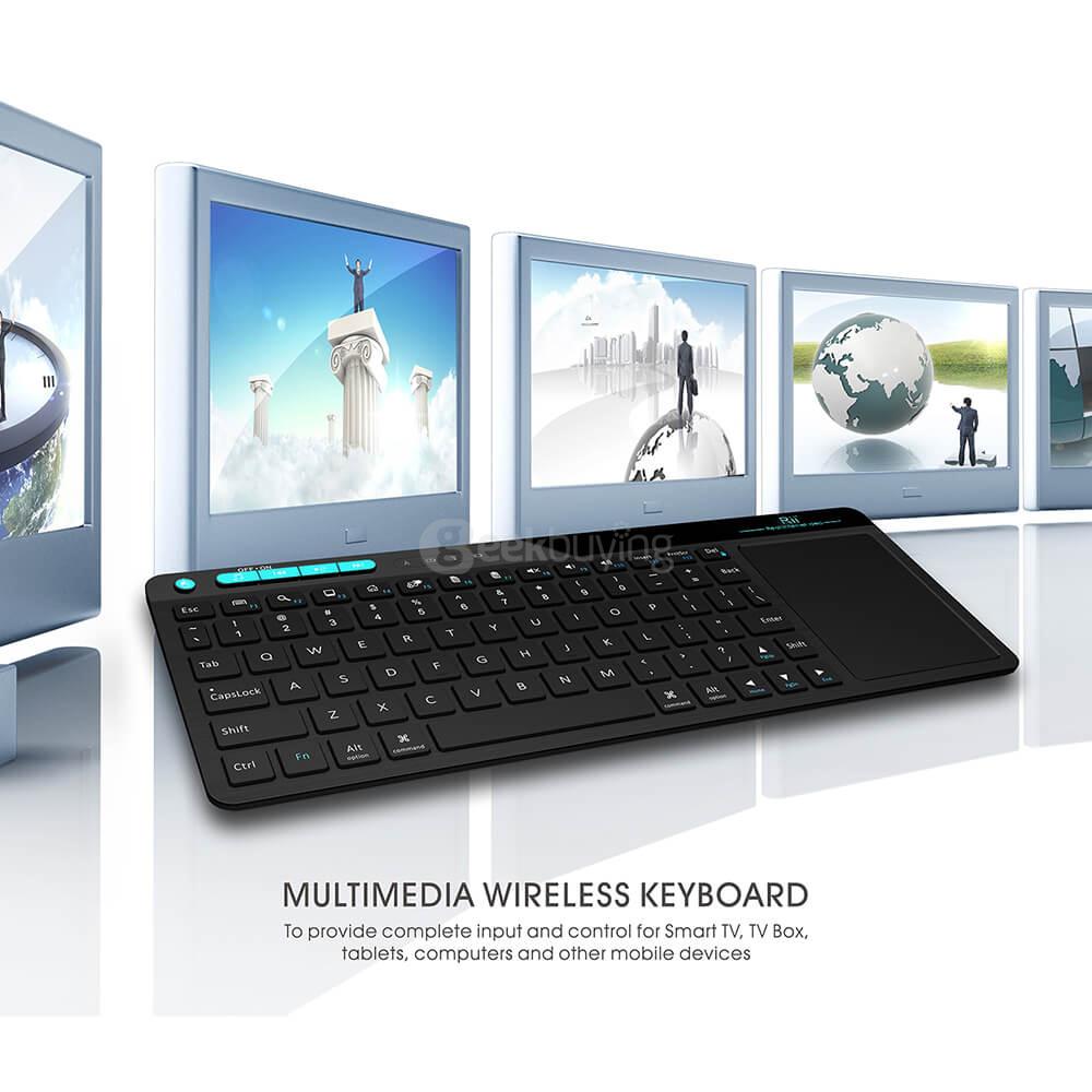 Rii K18 2.4G Wireless Multimedia Keyboard with Large Touchpad - Black