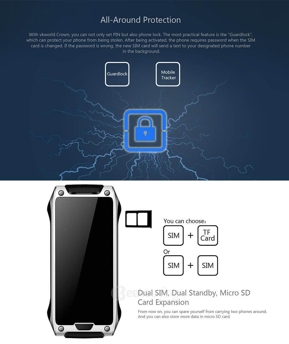 Vkworld Crown V8 1.63inch GSM Mini Mobile Phone - Gold