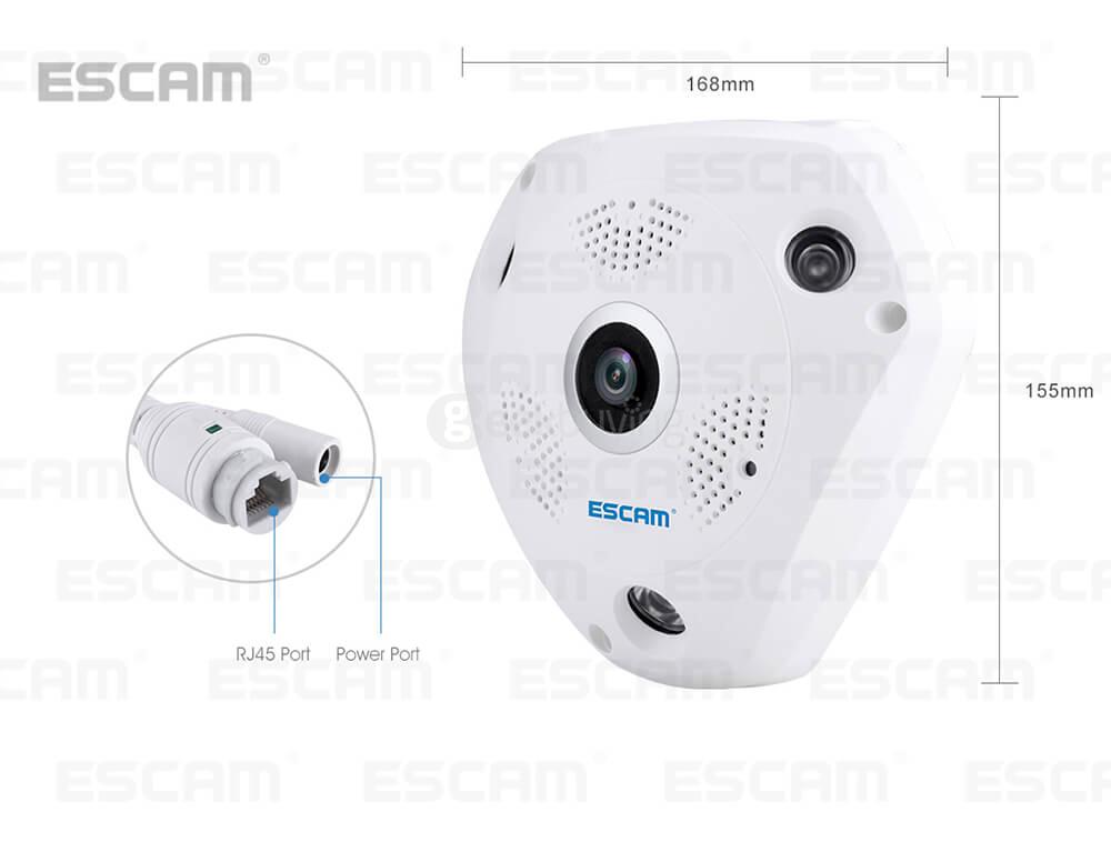 Escam Shark QP180 WiFi Panoranic Fisheye Infrared Camera - White