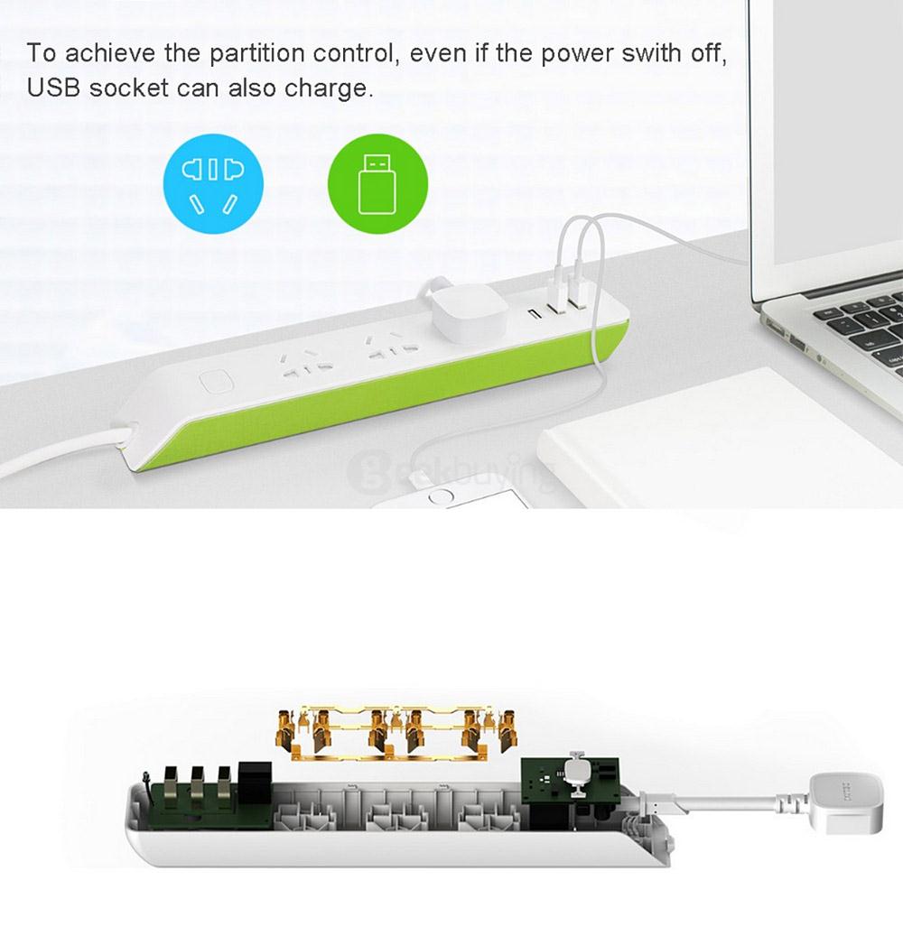 Broadlink MP2 Smart Home System Power Strip - Green +White