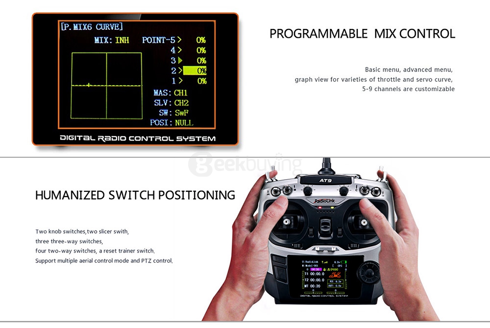 RadioLink AT9 2.4GHz 9CH Transmitter With R9D 9CH Receiver Mode 2