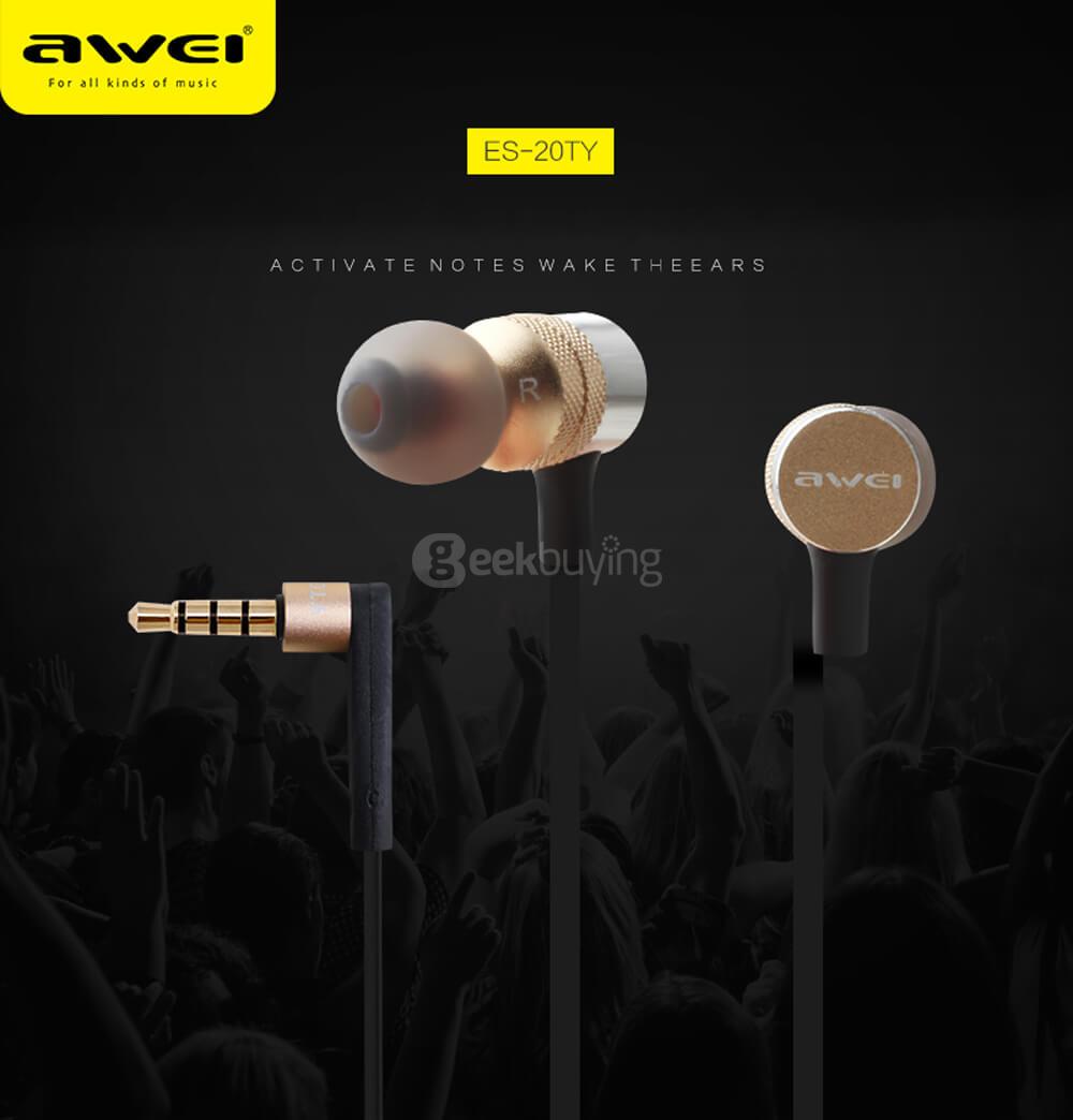 AWEI ES-20TY HiFi Music Wired Earphones with Microphone - Black