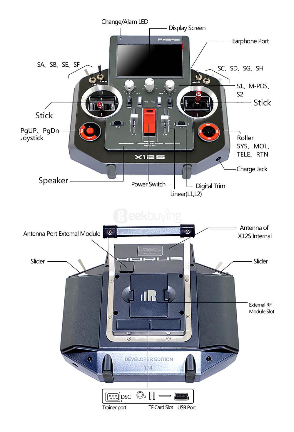 Frsky Horus X12S Texture Version 16CH GPS Transmitter Mode 2
