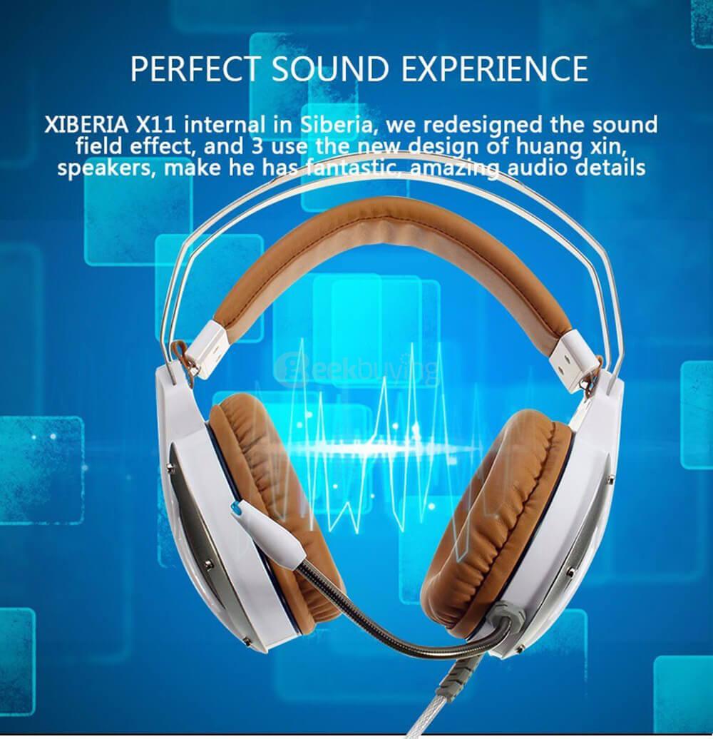 Xiberia X11 Over-ear USB LED Gaming Headsets with Mic-White
