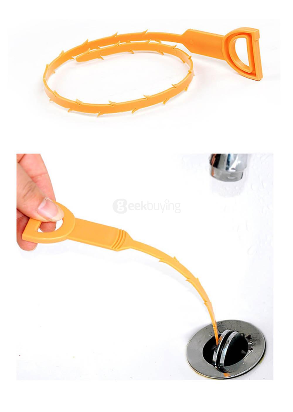 Plastic Sink Drain Dredge Pipeline Hook Hair Cleaning Tool - Orange