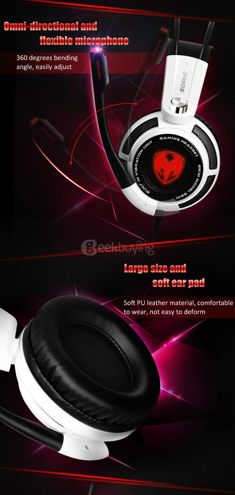 Somic G941 Over-ear Wired Gaming Headsets with MIC - Black