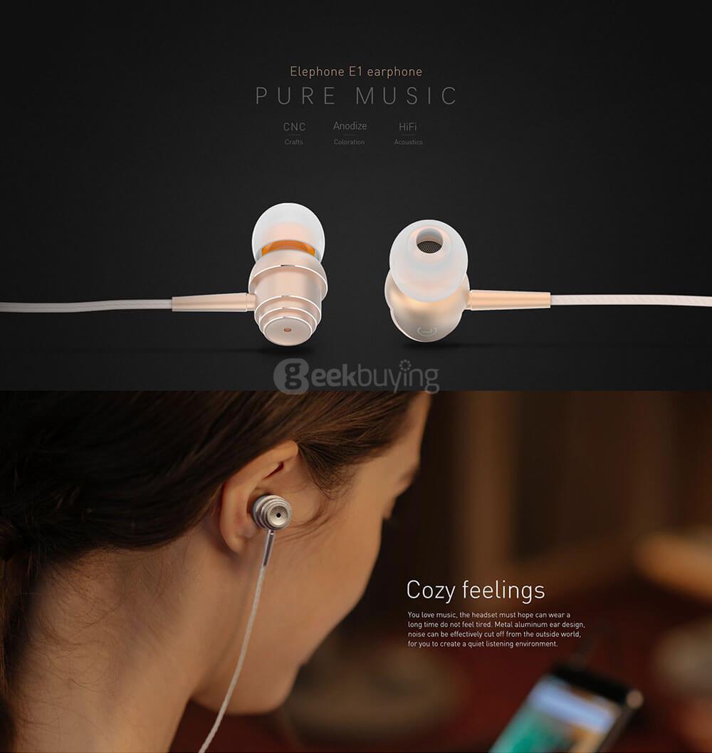 Elephone E1 In-ear HiFi Music Earphones - Gold