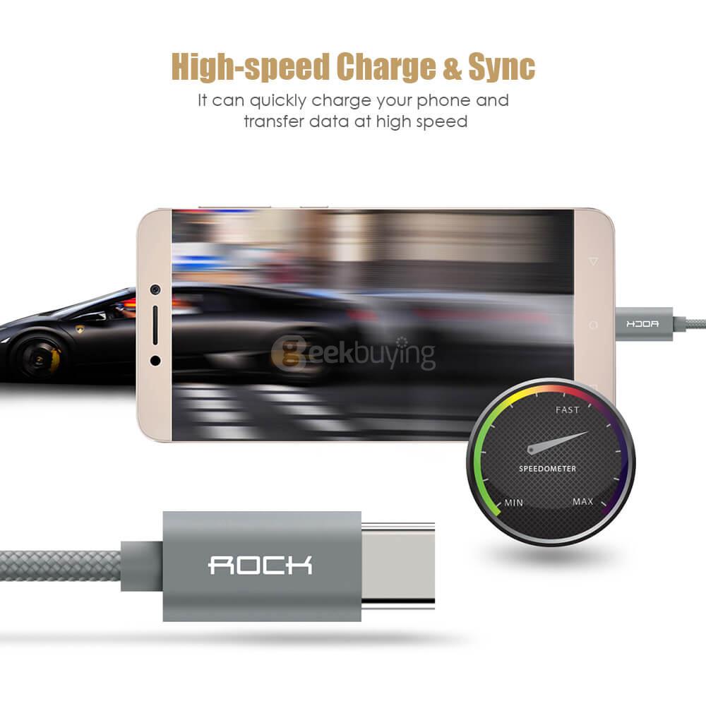 Rock C2 0.3M Type C USB Charging Cable - Gray