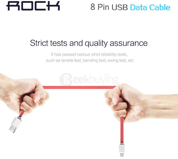 Rock 1m 8 Pin Charging Data Sync Cable-White