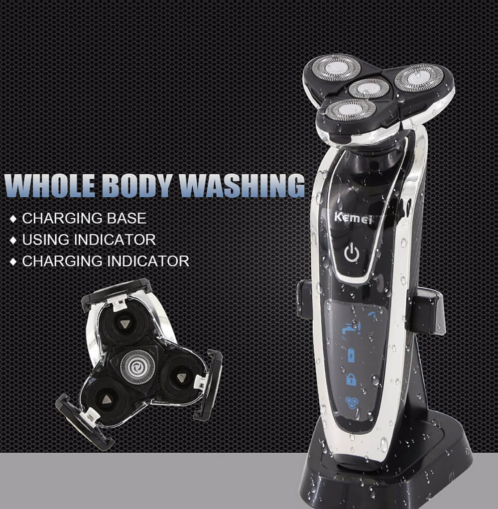 KM-8871 EU Plug 4D Electric Shaver Waterproof Rotary Razor