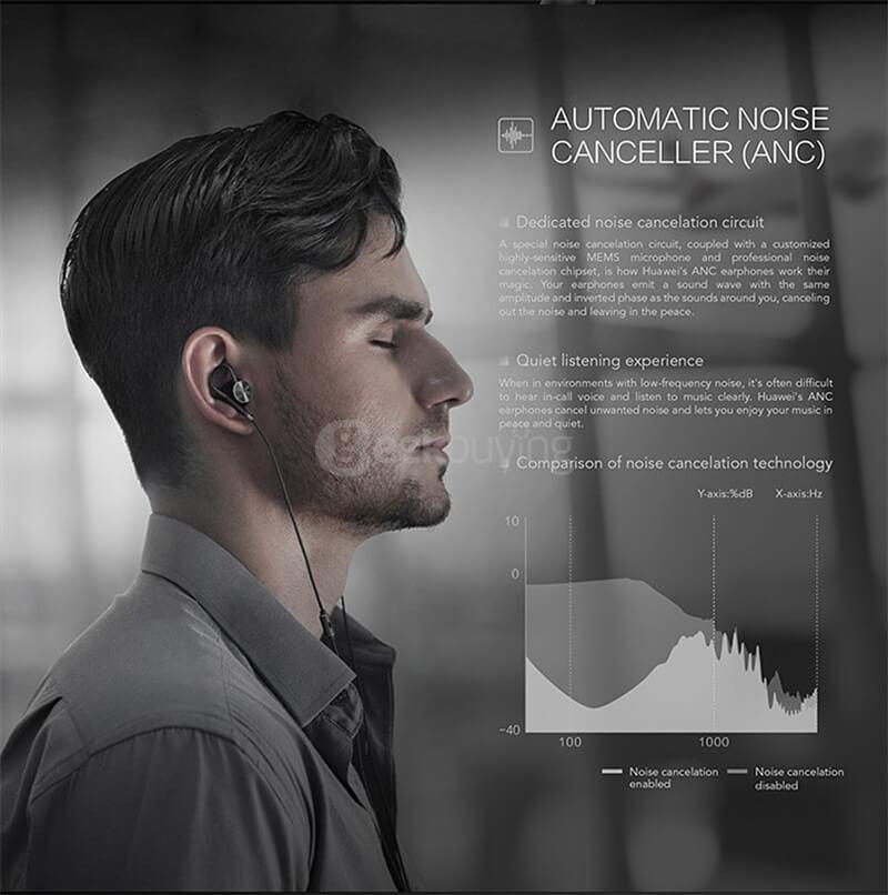 Huawei AM180 Active Noise Cancelling In-ear Earphones with MIC - Black