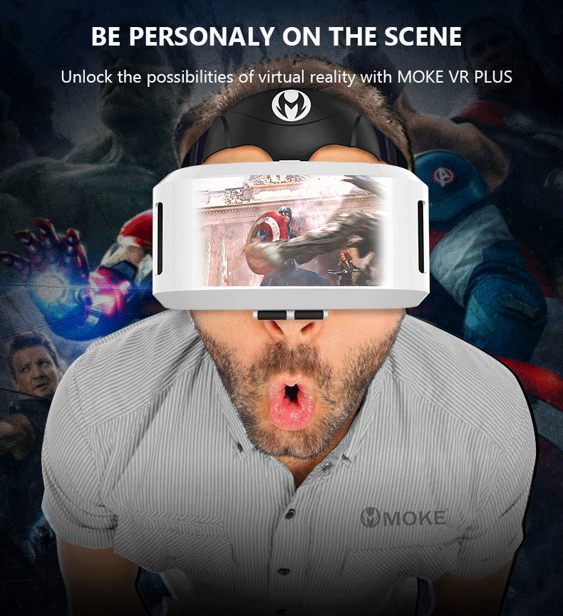 MOKE VR Plus FOV102 Immersive 3D VR Headset for 3.5-6in Smartphones