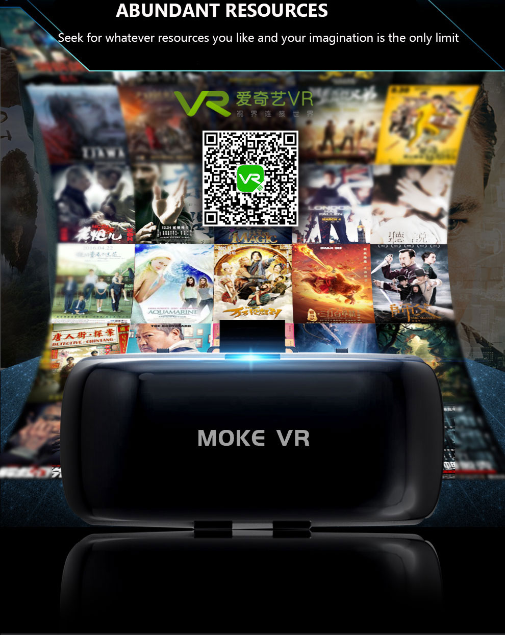 MOKE VR Plus FOV102 Immersive 3D VR Headset for 3.5-6in Smartphones