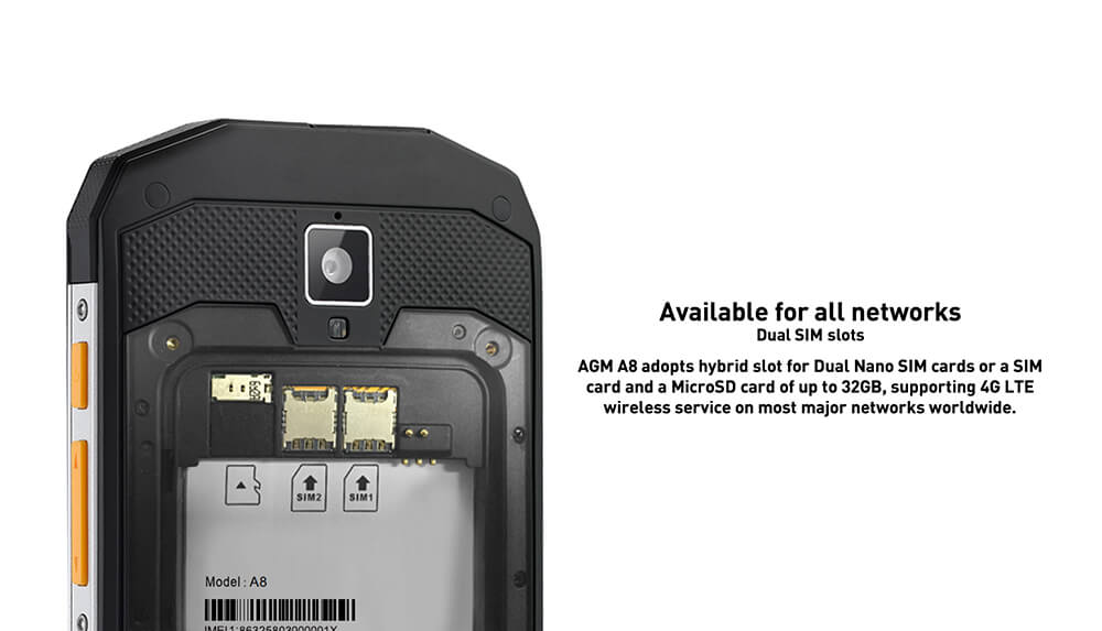 AGM A8 5.0 Inch 3GB 32GB Rugged Phone Black