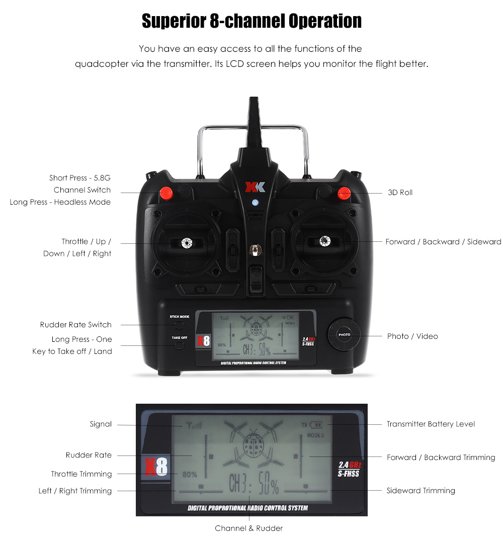 XK X300 5.8G HD 720P FPV Quacopter RTF White