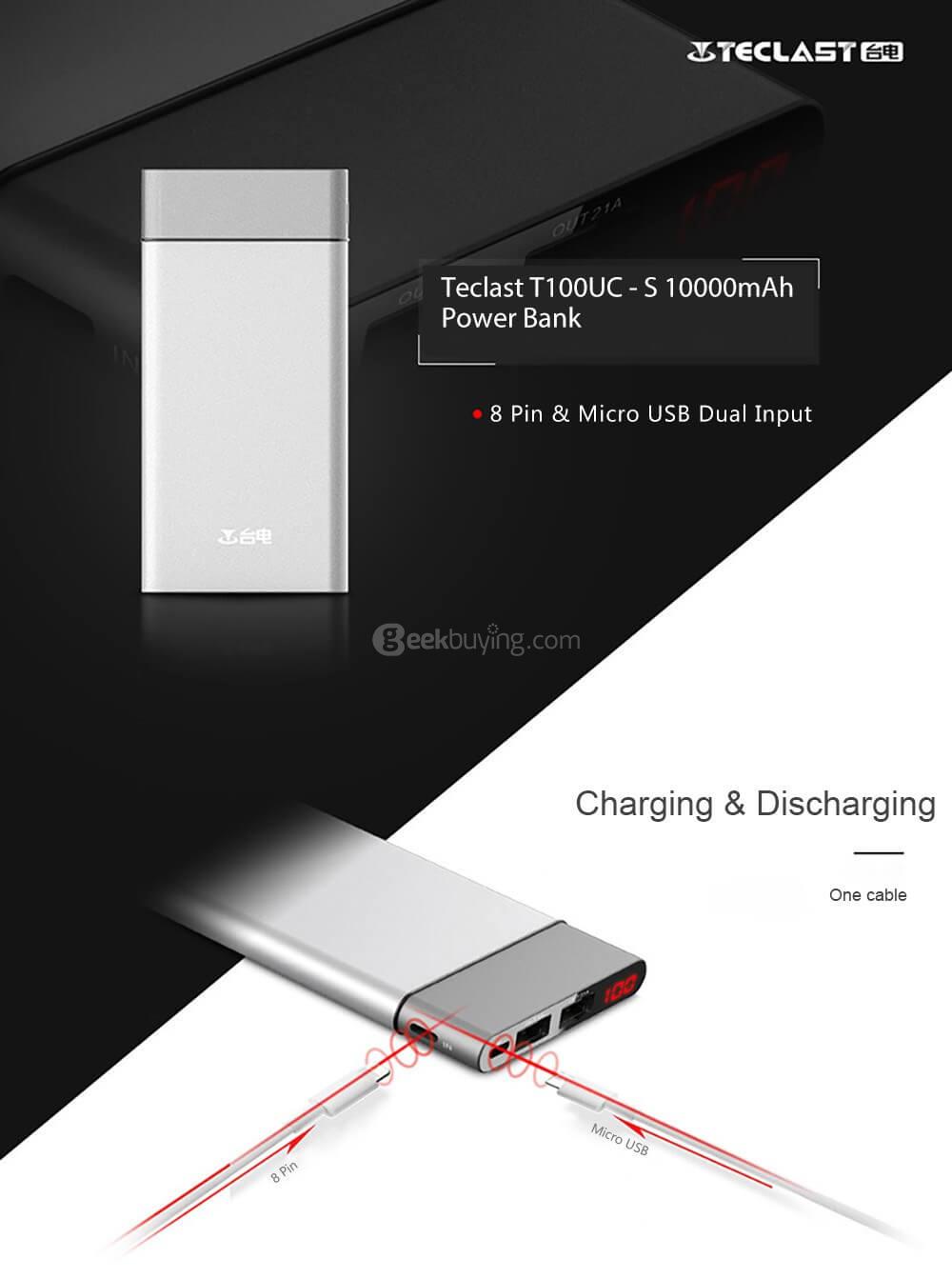 Teclast T100UC-S 10000mAh Power Bank Silver