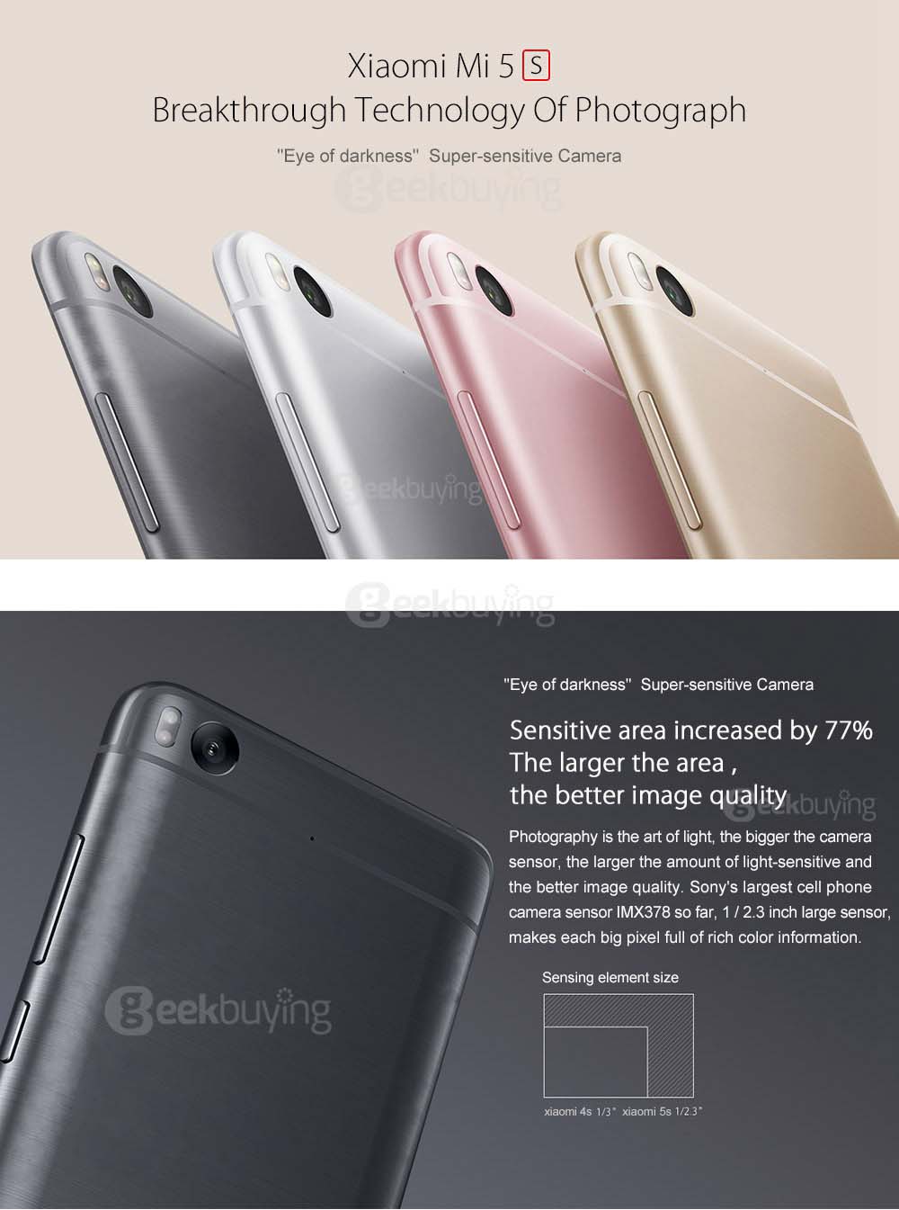 Official Global ROM Xiaomi Mi 5S 3GB 64GB Smartphone - Gold