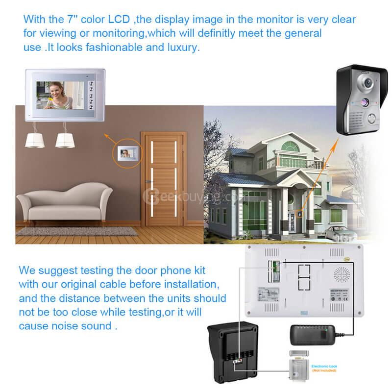 7 Inch Video Door Phone Doorbell Intercom Kit