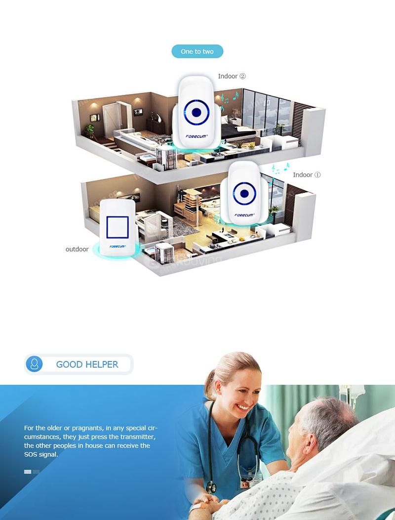 Forecum 8 Doorbell Remote Control with One Receiver Doorbell