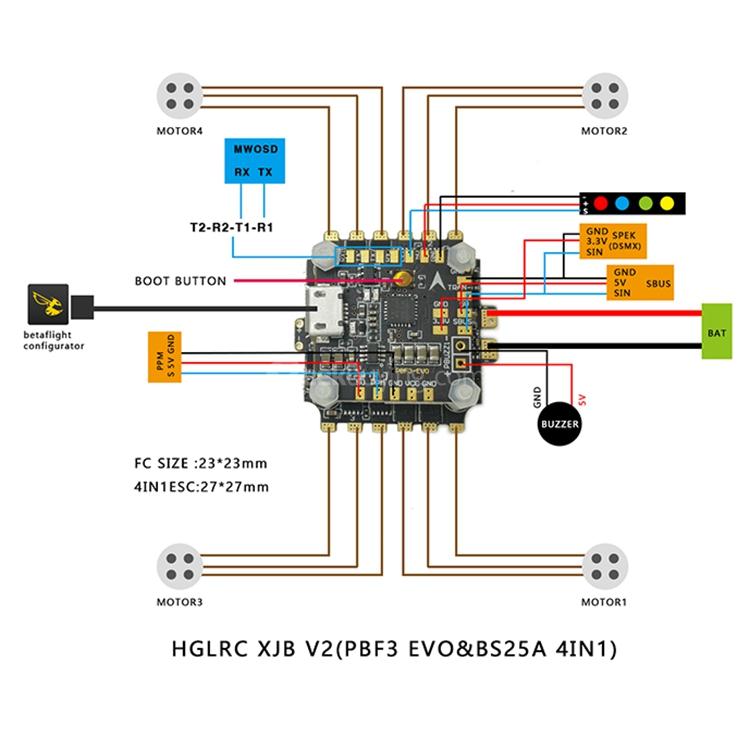 HGLRC XJB V2 Micro 6DOF F4 EVO Flight Control AIO