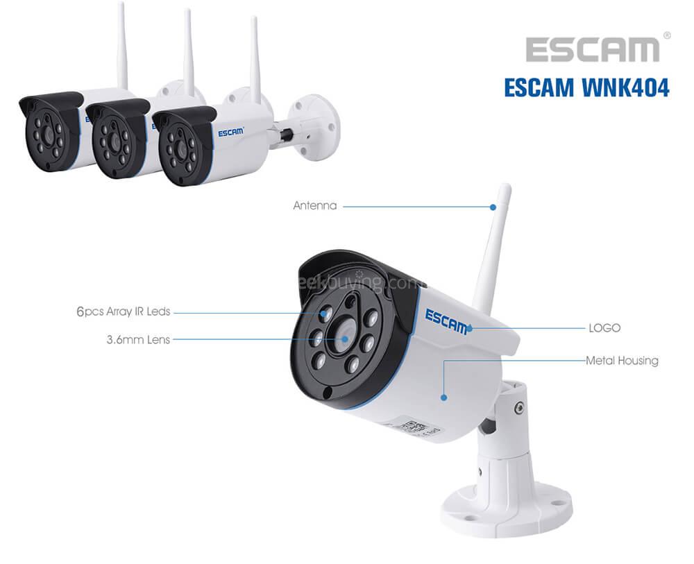 ESCAM WNK404 4CH WiFi IP Cameras 1CH WiFi NVR 720P Wireless NVR Kit