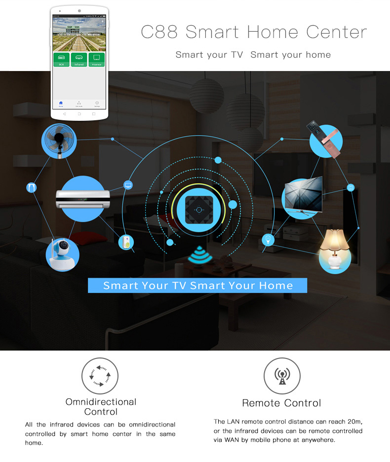 C88 S912 KODI 17.1 HDR 4K TV Box Smart Home Center