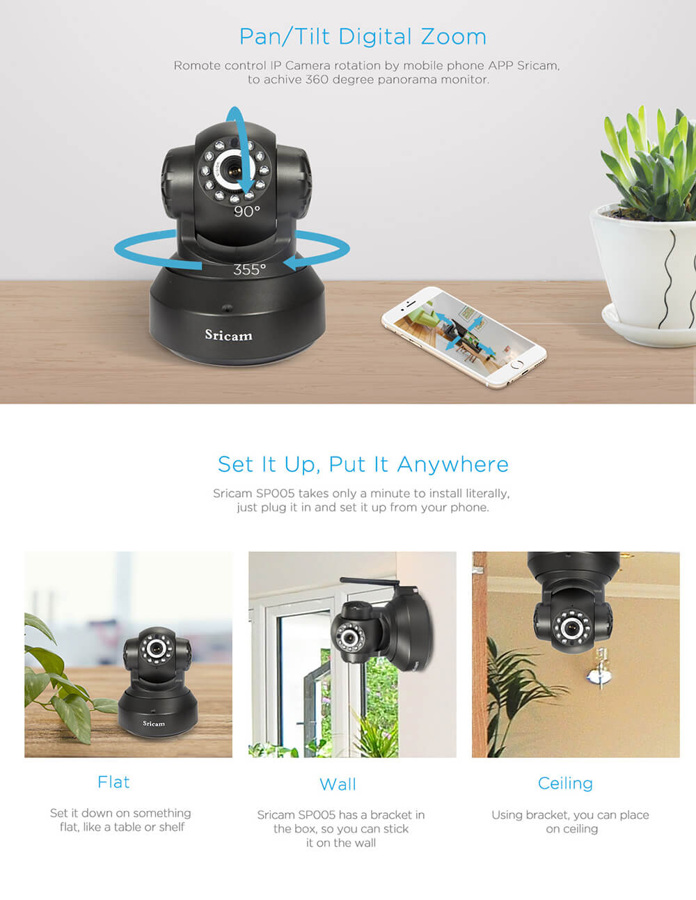 Sricam SP005 IP Camera 720P -White