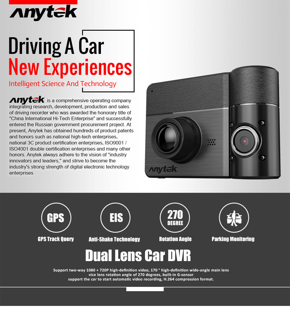 Anytek B60 FHD 1080p DVR Dash Cam Black