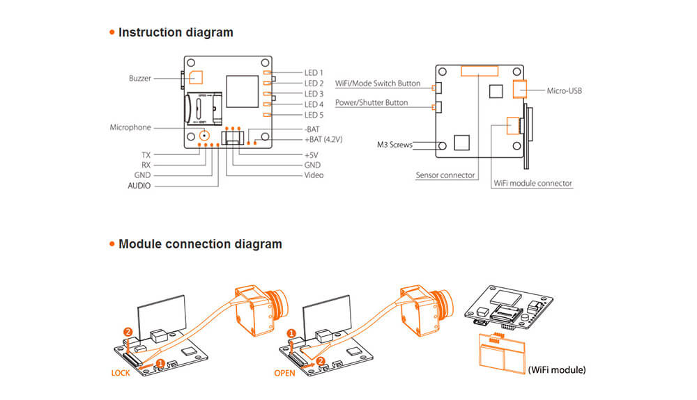 RunCam Split FPV Camera without WiFi Module Orange