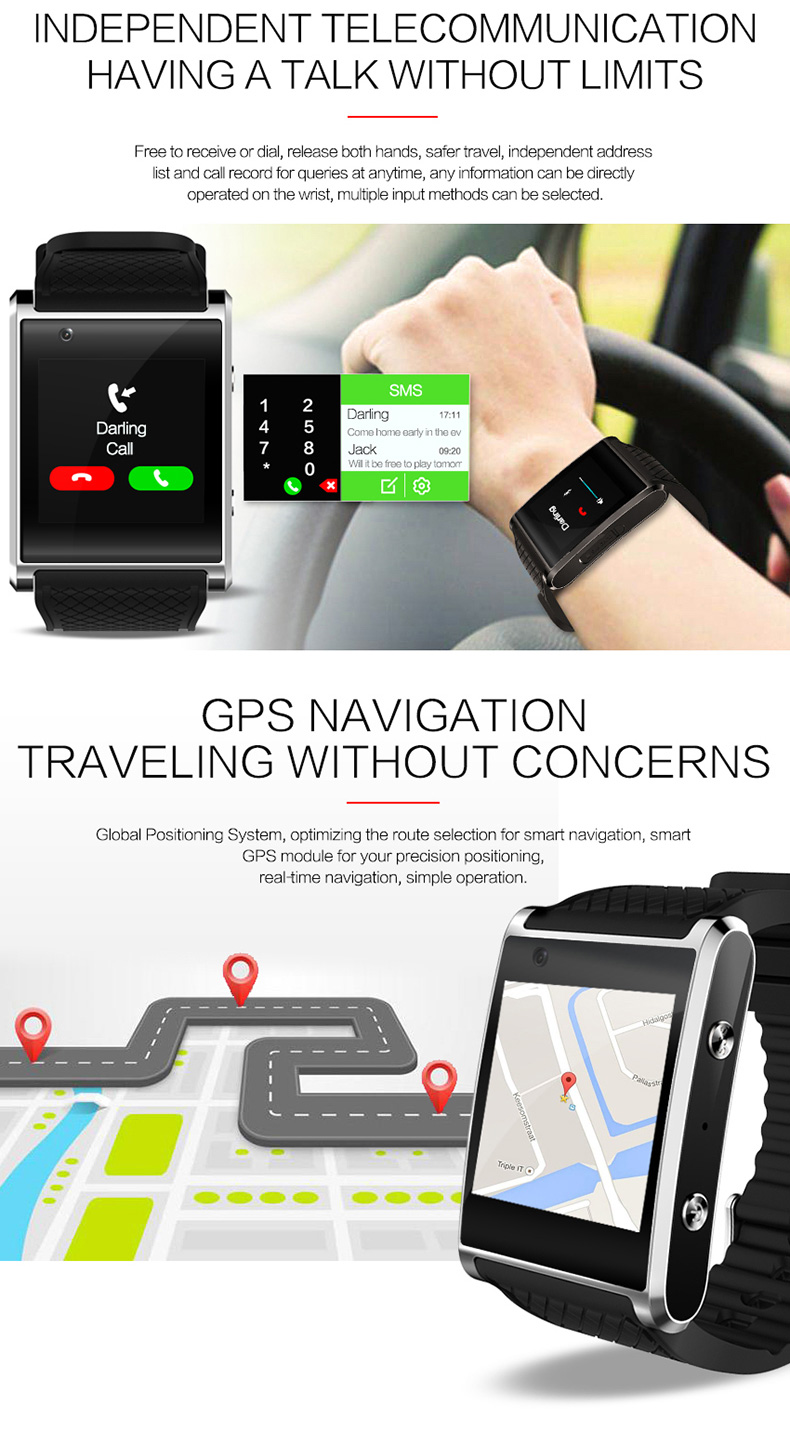 X11 3G Smartwatch Phone Black