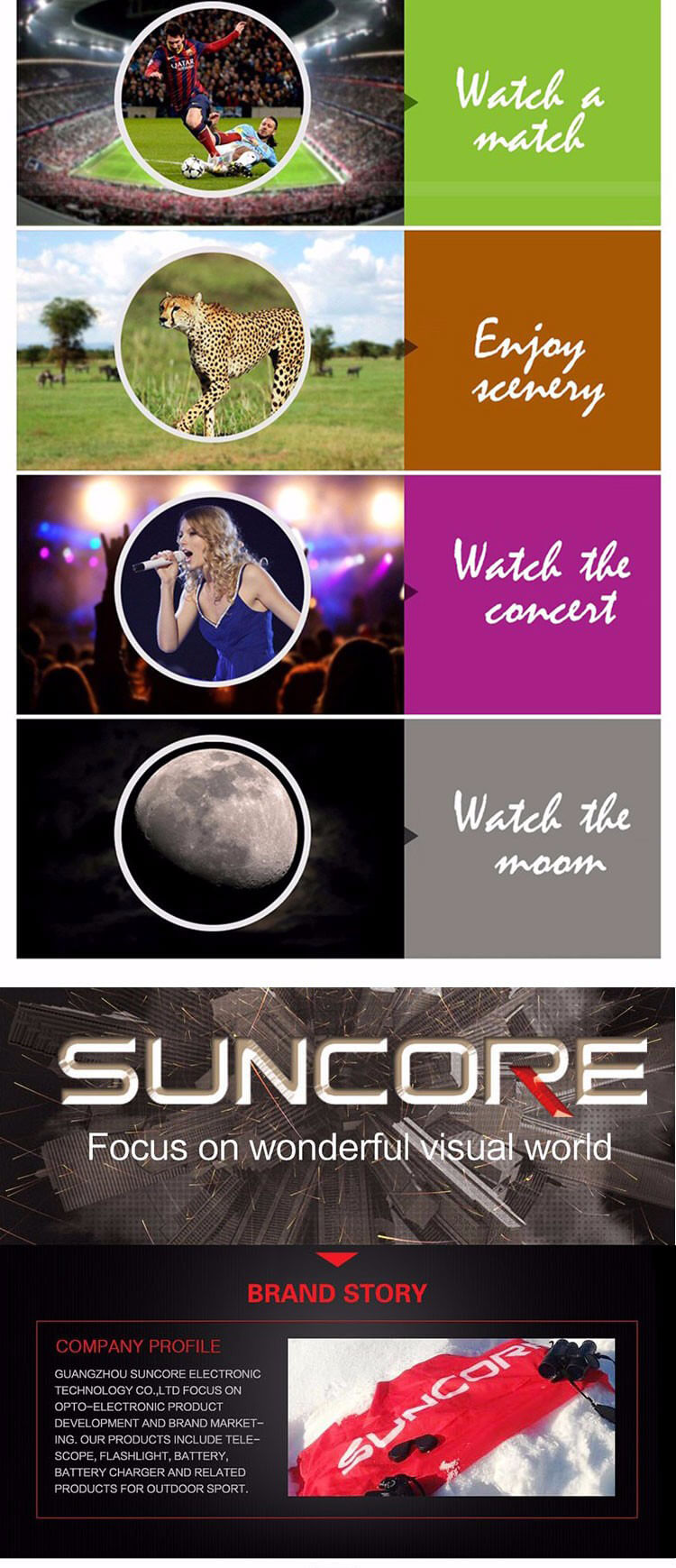 SUNCORE 10083 10x40 BLACK DOLPHIN High Definition Monocular Black