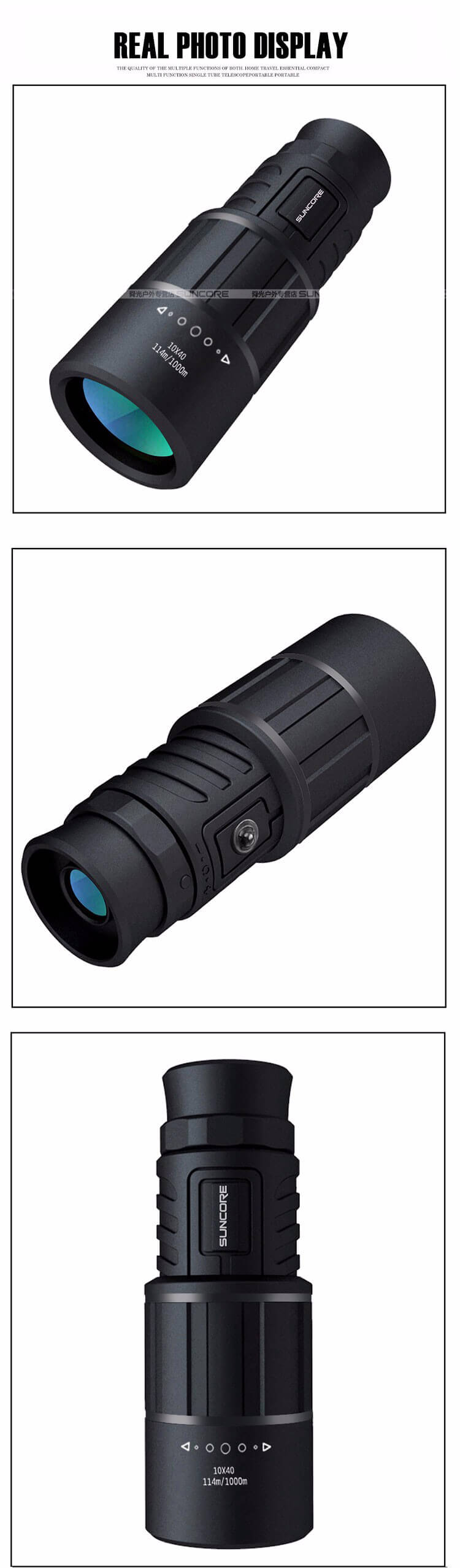 SUNCORE 10083 10x40 BLACK DOLPHIN High Definition Monocular Black
