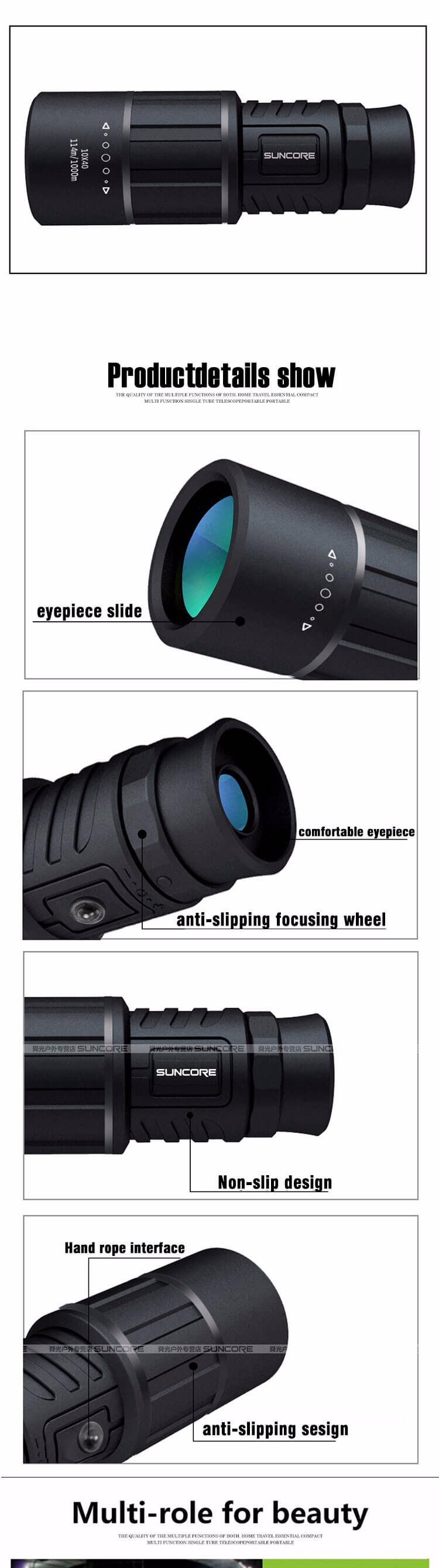 SUNCORE 10083 10x40 BLACK DOLPHIN High Definition Monocular Black