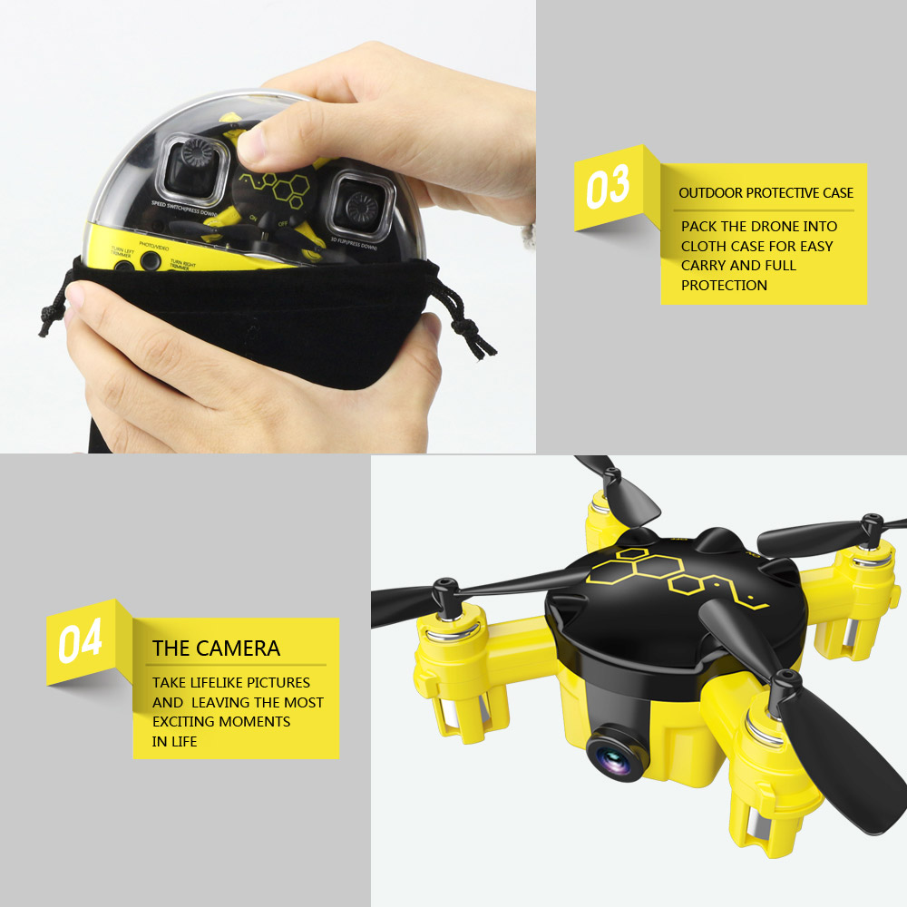FQ777 FQ04 Beetle Mini Pocket Drone with Camera RTF Yellow