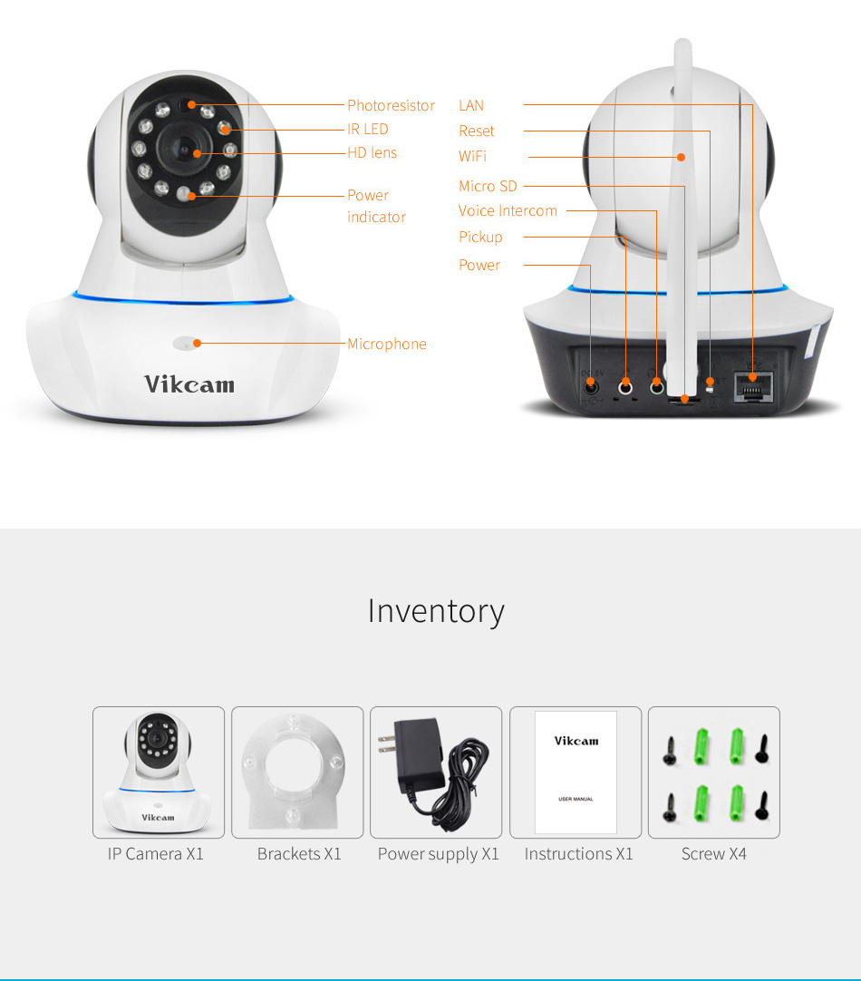 Vikcam C25 WiFi 720P IP Camera White