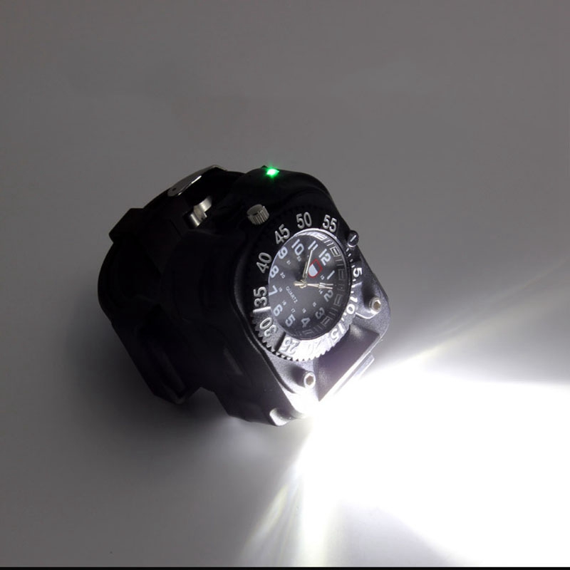Outdoor Waterproof LED Watch Flashlight Black