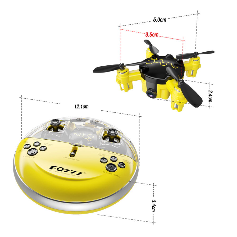 FQ777 FQ04 Beetle Mini Pocket Drone with Camera RTF Yellow