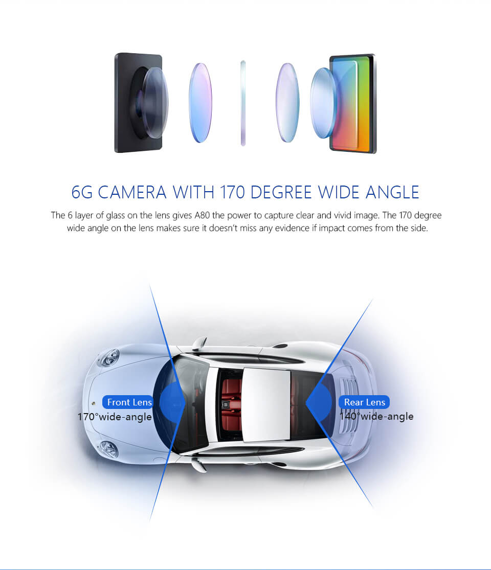 Anytek A80 5.0 Inch 1080p Dual Lens Car DVR Gray