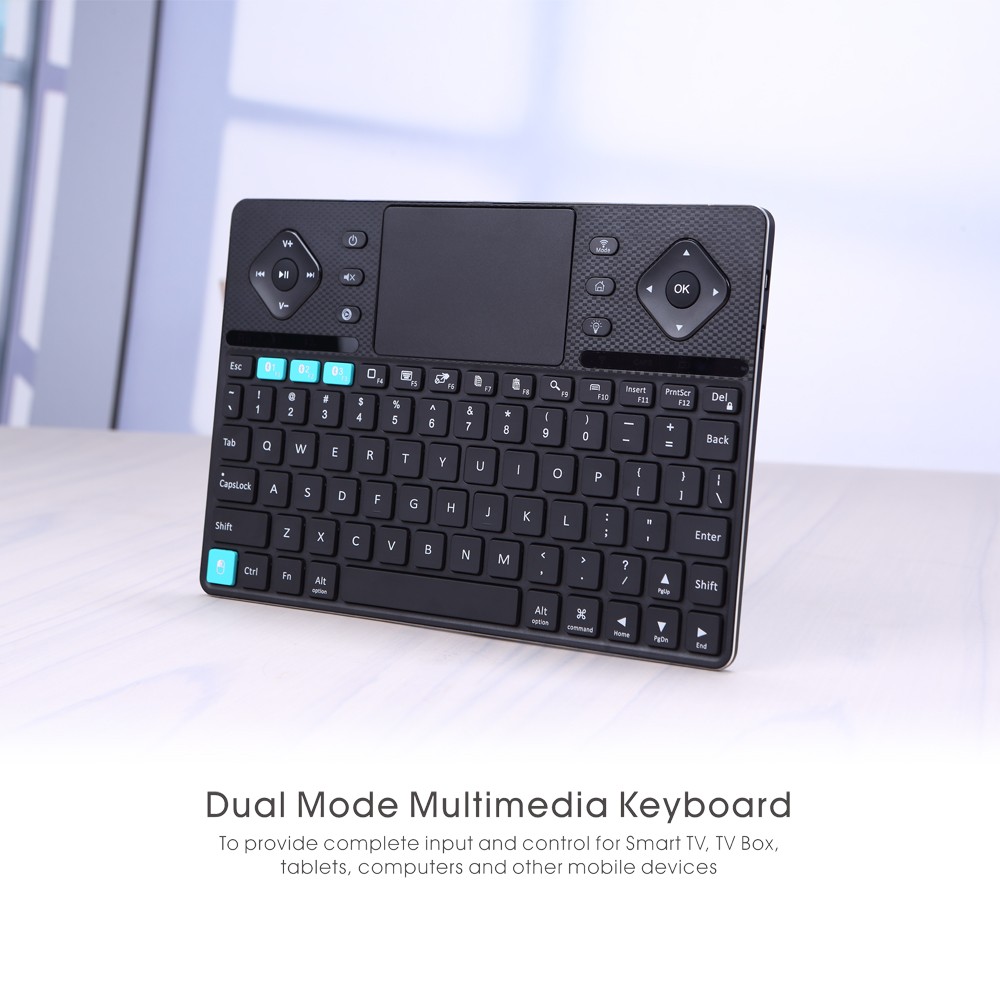 Rii RT503 2.4GHz Wireless / BT 3.0 Backlit Touchpad Keyboard - Black