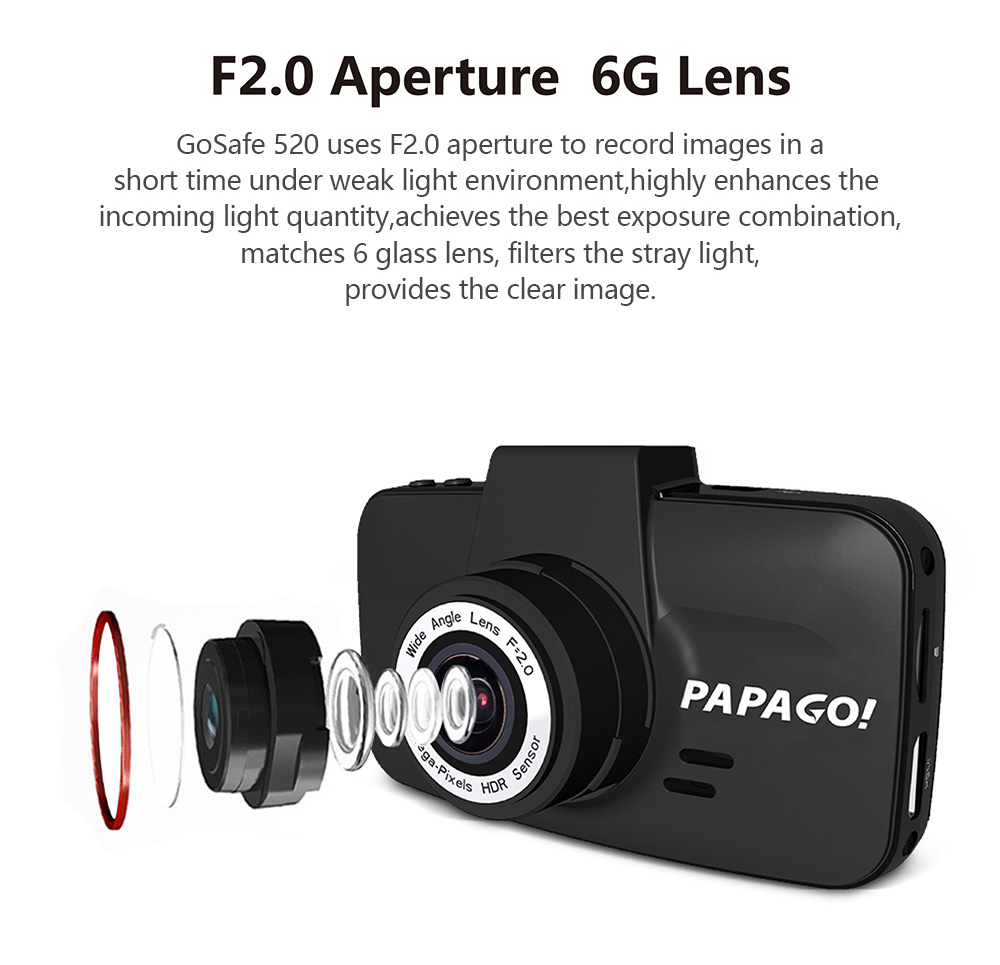 PAPAGO GoSafe 520 1296P Car DVR Black