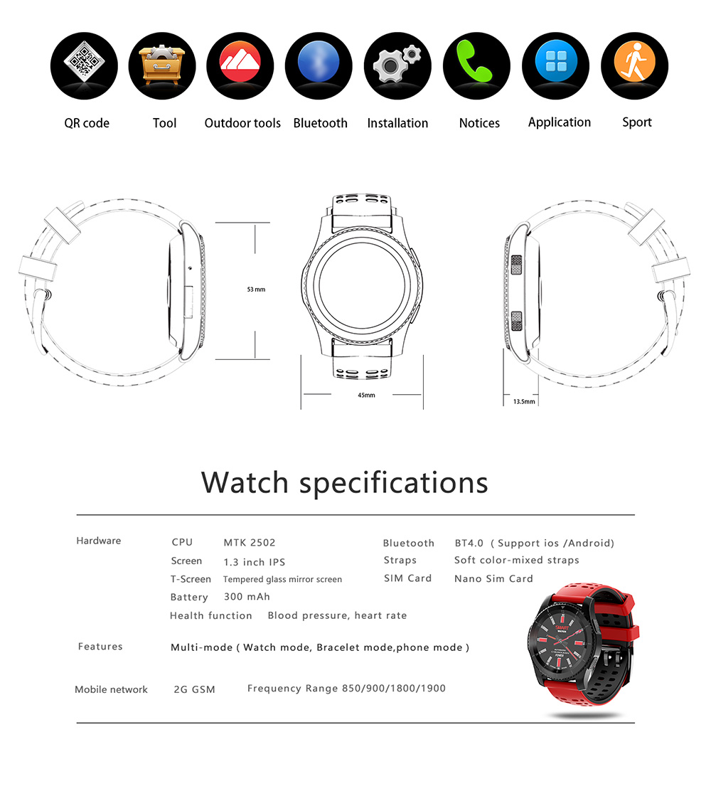 Makibes W02 Smartwatch Silver Gray