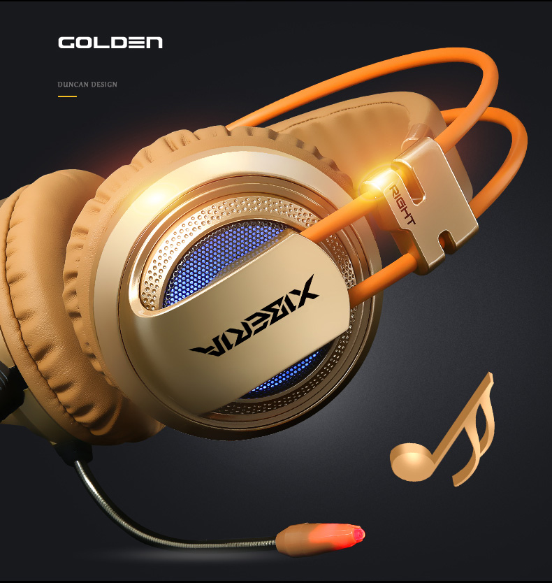 XIBERIA V10D Gaming Headset with Mic Gold
