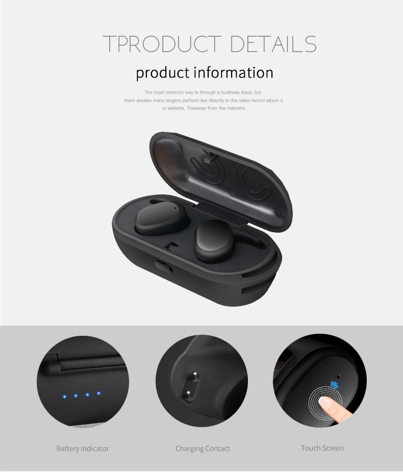 JH-S9100 Wireless Bluetooth Headphones with Charging Box Black