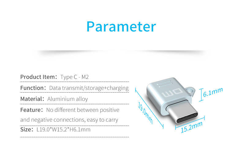 DM M2 Adapter Phone USB Flash Drive Type C to USB Adapter Silver