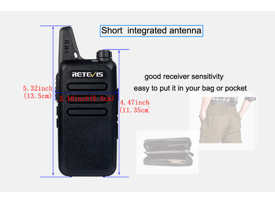 2PCS Retevis RT22 Walkie Talkie Black